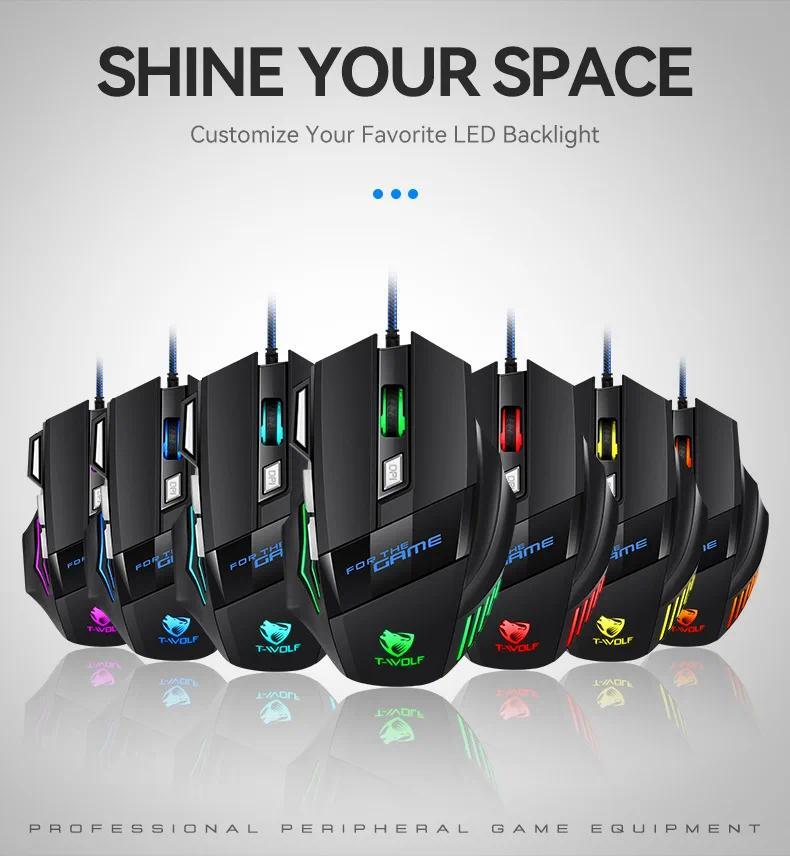 2026 NEW USB Wired Gaming Mouse 7 Button Backlit Ergonomic Mice 2400 ...