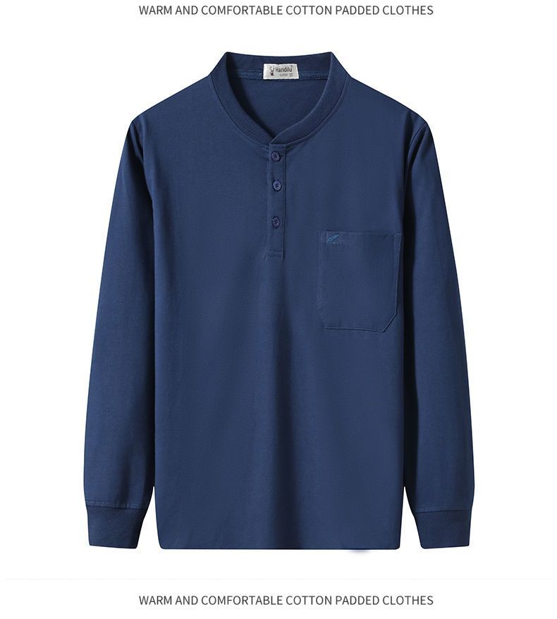 Men's Cotton Long Sleeve Polo Shirt Collared Casual T-Shirt | Shopee ...