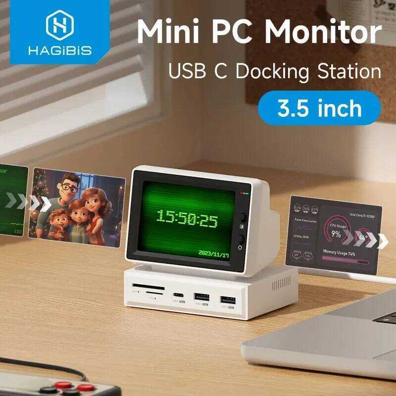 Hagibis 3.5Inch IPS Mini Screen Aida64 Mini PC CPU RAM HDD Data Monitor ...