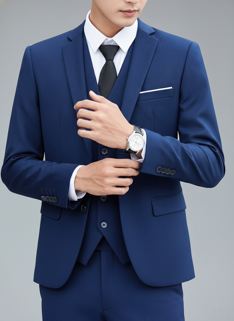 Local Shipping | Navy Blue 3 Piece Suit Men Slim Fit | Business Meeting ...