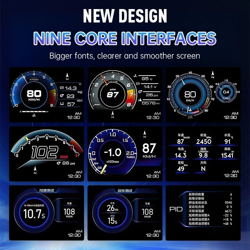 P6 OBD+GPS Dual System Head Up Display Car HUD Gauge Digital Obd2 Meter ...