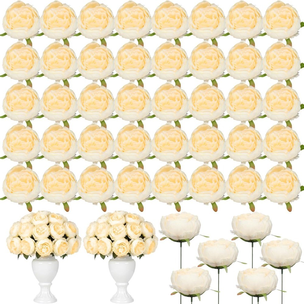 1/5Pcs Artificial Peony Flower with Stems Realistic Fake Roses for DIY ...