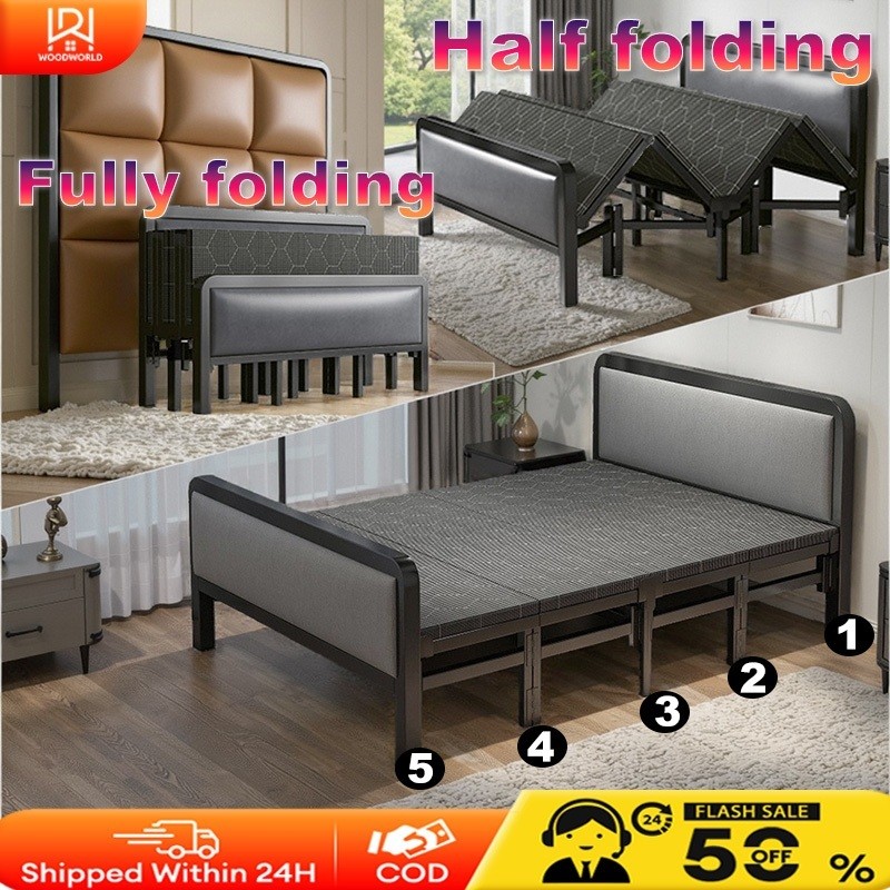Metal Folding Bed With Foam Foldable Bed With Soft Pad Four folding Bed ...