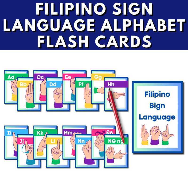 FILIPINO SIGN LANGUAGE FLASH CARDS KIDS, ALPHABET FLASHCARDS, ASL FSL ...