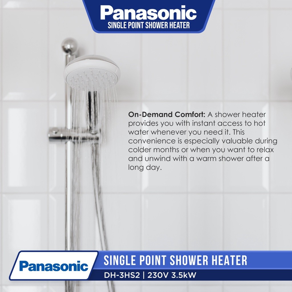 Panasonic Water Heater Single Point w/ Slide Bar and Soap Holder Shower ...