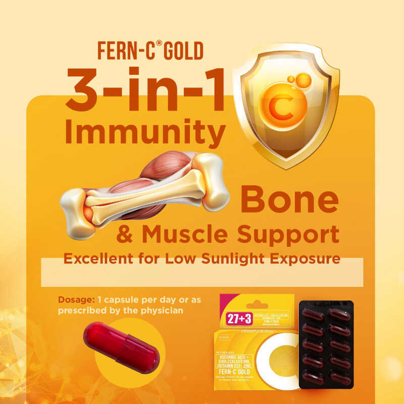 Gold Fern-C 27+3 500Mg Non-Acidic C With 10Mg Zinc And 1000 IU Vit D3 ...