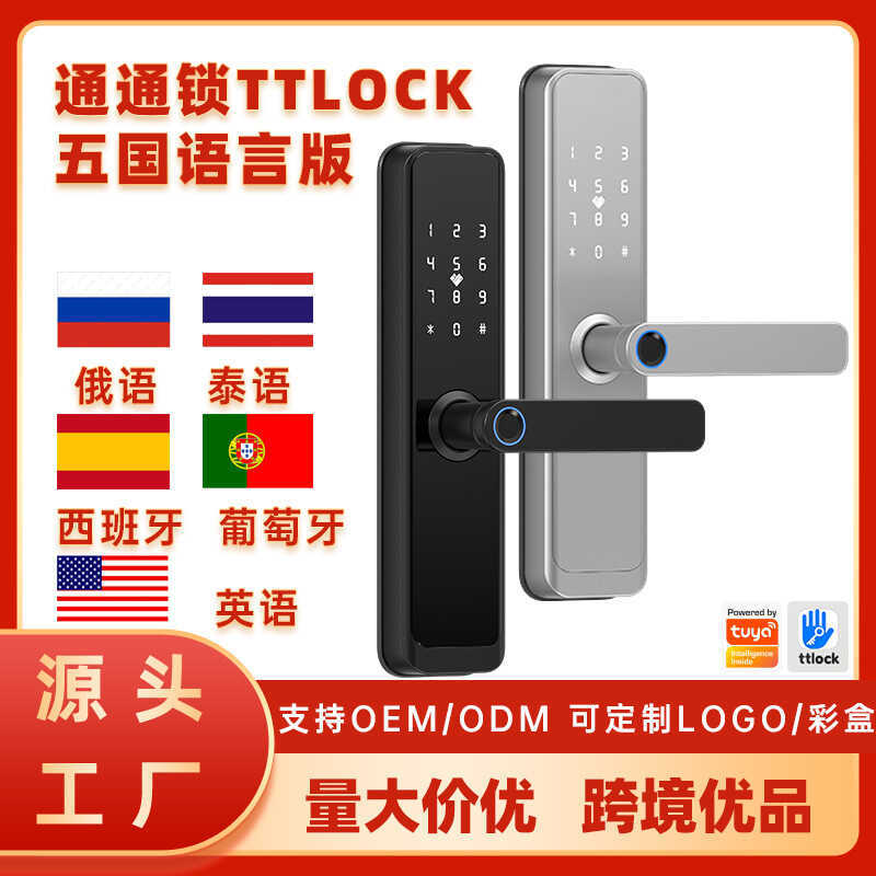TTLCOK 5-Languages Wooden Door Lock Smart Lock Brazilian Electronic ...