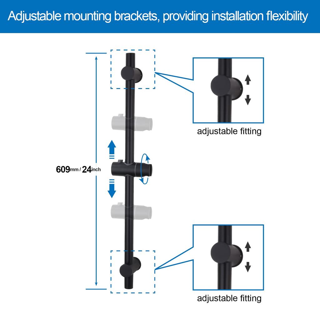 Shower Sliding Rail Shower Slide Bar Holder for Bathroom Wall Mount SUS ...