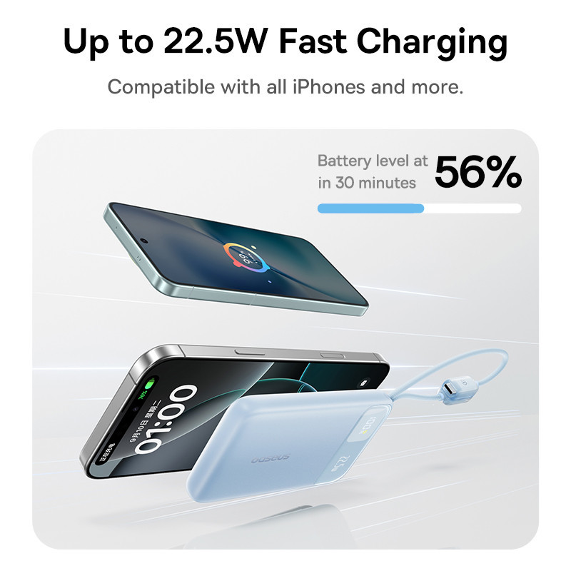 Baseus FC11 Power Bank 20000mAh 22.5W Dual-Cable Type-C&L Powerbank ...