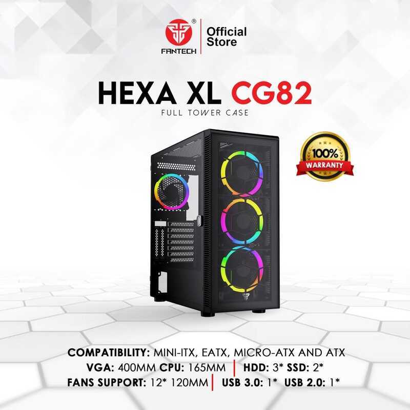 Fantech Hexa XL CG Full Tower PC Case With Pcs FRGB Fan Magnetic Hinge ...