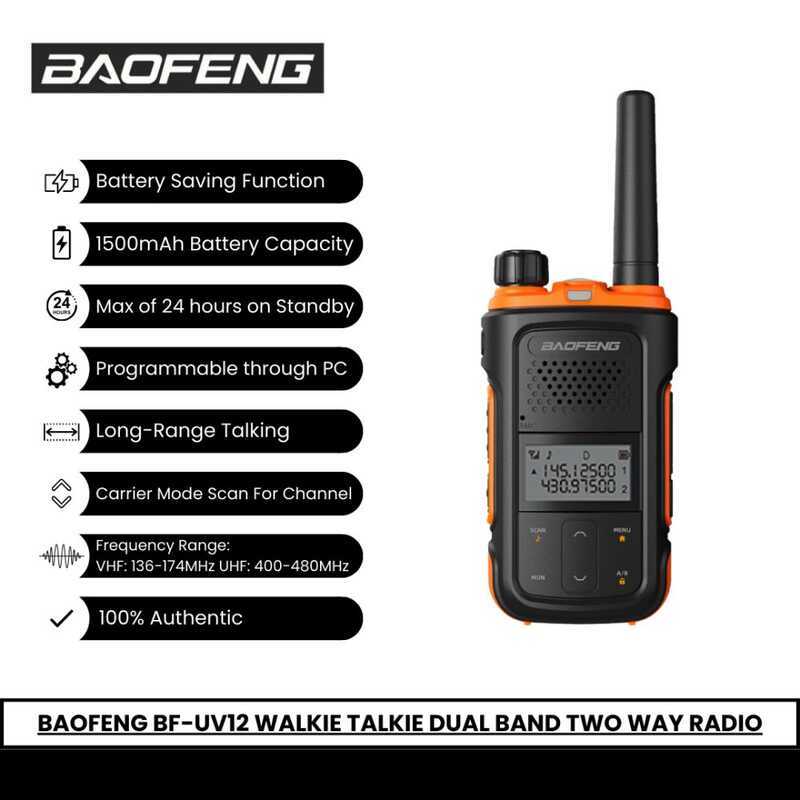 Baofeng Uv-12 Vhf/Uhf Walkie Talkie Two Way Radio B65 | Shopee Philippines