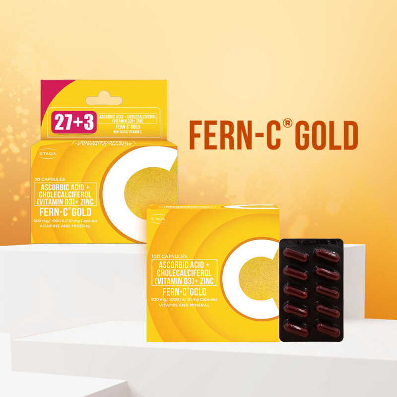 Gold Fern-C 27+3 500Mg Non-Acidic C With 10Mg Zinc And 1000 IU Vit D3 ...