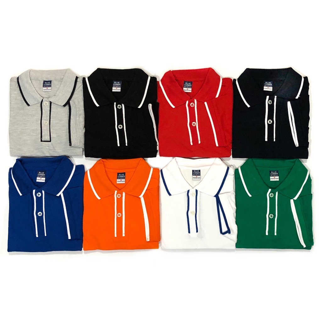 Blue Corner Men's Polo Shirt Penguin Style With Stripes Lining (Style 7 ...