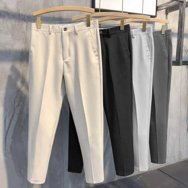 Kinwoo #X021 Men's Korean Fashion Suit Pants Casual Ankle Trousers For ...