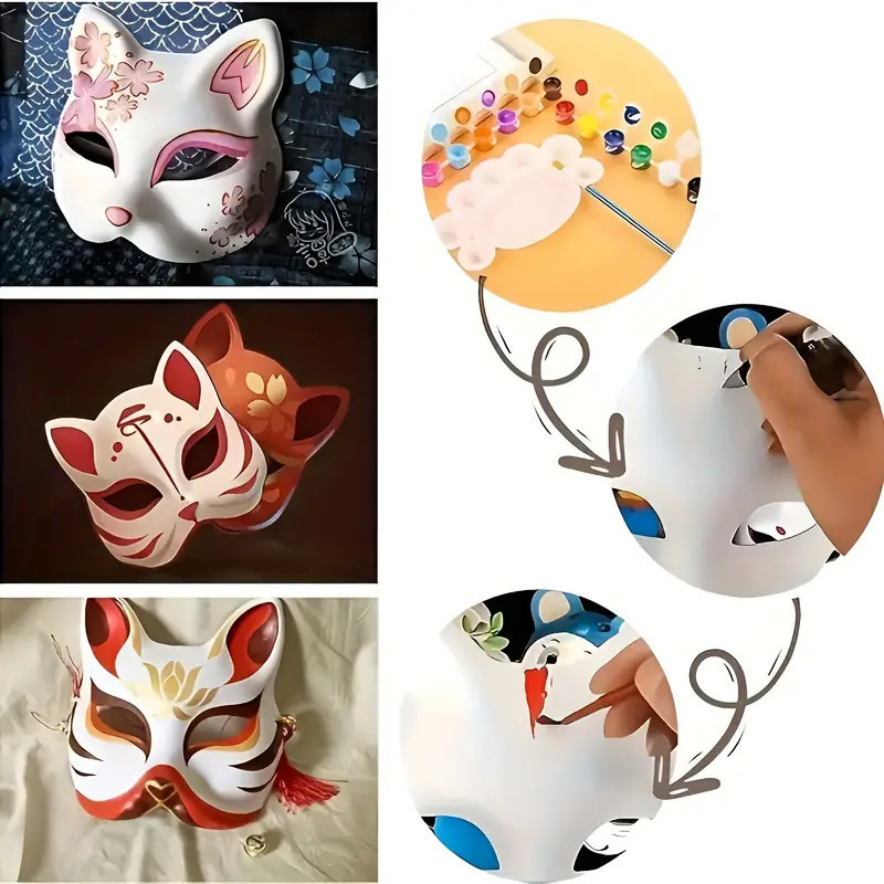 DIY Craft Mask Plain Paper Face Opera Masquerade Mask Children Painting ...
