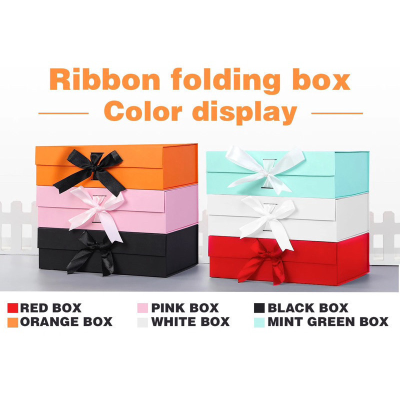 Premium Collapsible HARD Gift Box with Ribbon Corrugated Bridal ...