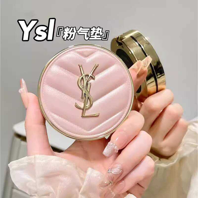 Ysl/Saint Laurent Pink Leather Quilted Cushion Lightweight Dewy Finish ...