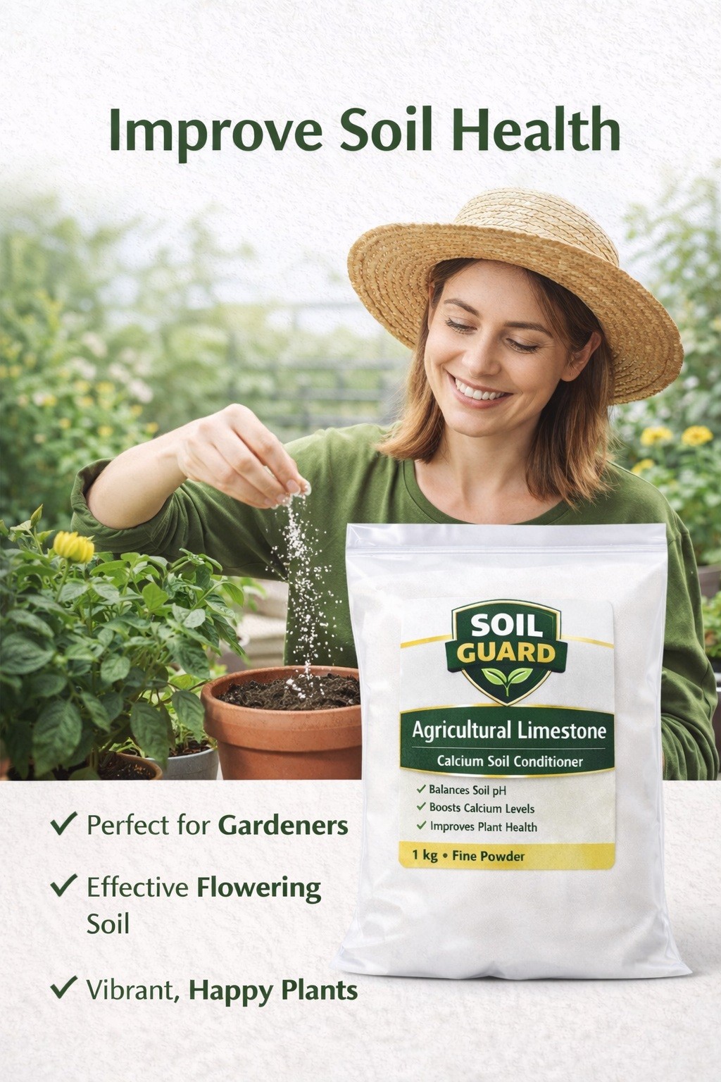 Soil Guard Calcium Apog Limestone Powder 1kg Agricultural Soil ...