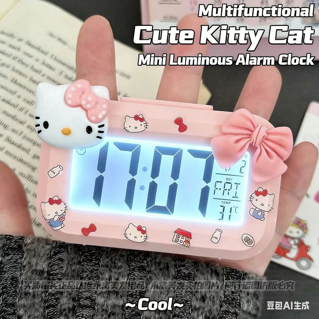 Sanrio Cartoon Clocks with Night Light Hello Kitty Alarm LED Digital ...