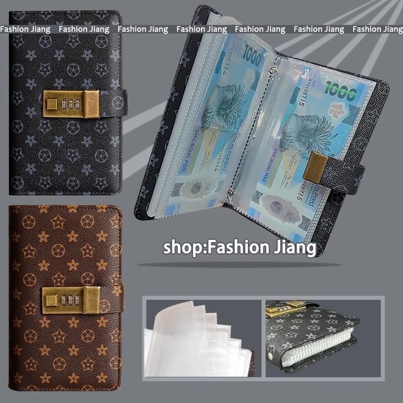 Vintage Leather Money Saving Binder with Password Lock, Anti-fall Cash ...