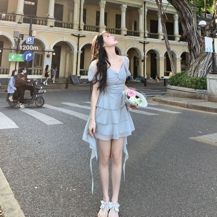 2022 Summer ins Super Fairy Student Sweet Desire Style Streamer Dress ...