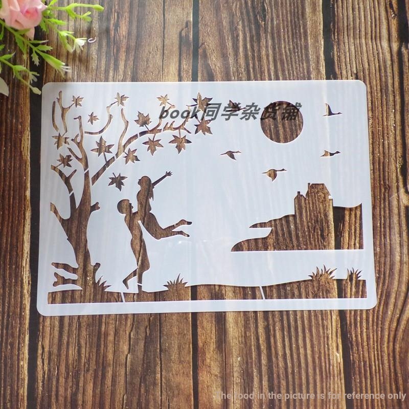 A4 Size Exotic Landscape Hollow Template Lace Ruler Children Elementary ...