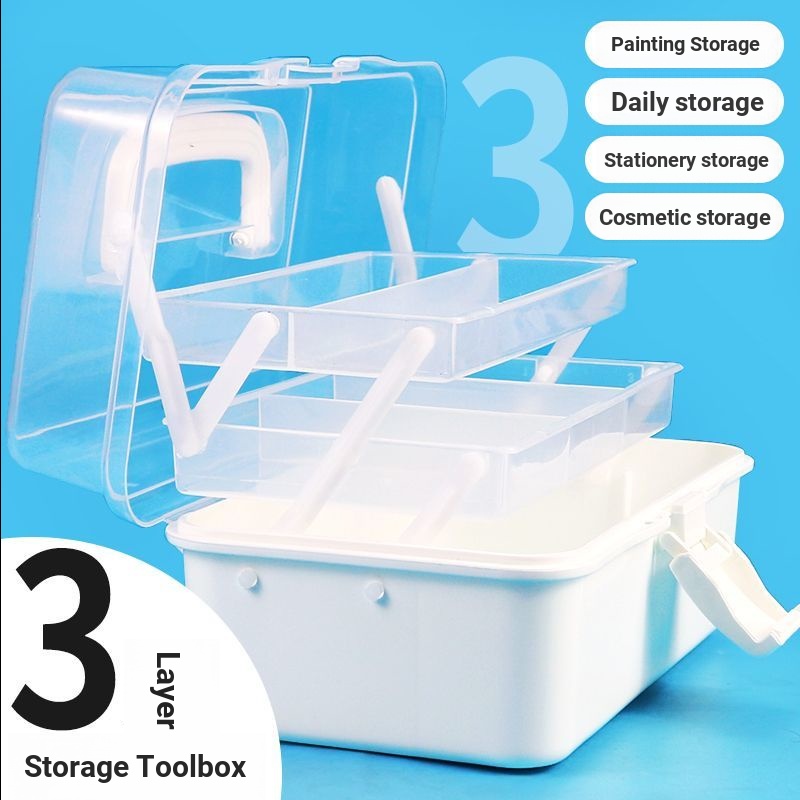 Marker Pen Holder Art Toolbox Three-Layer Multi-Layer Folding Student Painting Box Portable ...