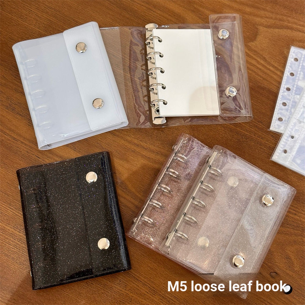 Simple ins Wind Matte White Cool Black Sparkling Transparent pvc Soft Glue m5 Loose-leaf Book ...