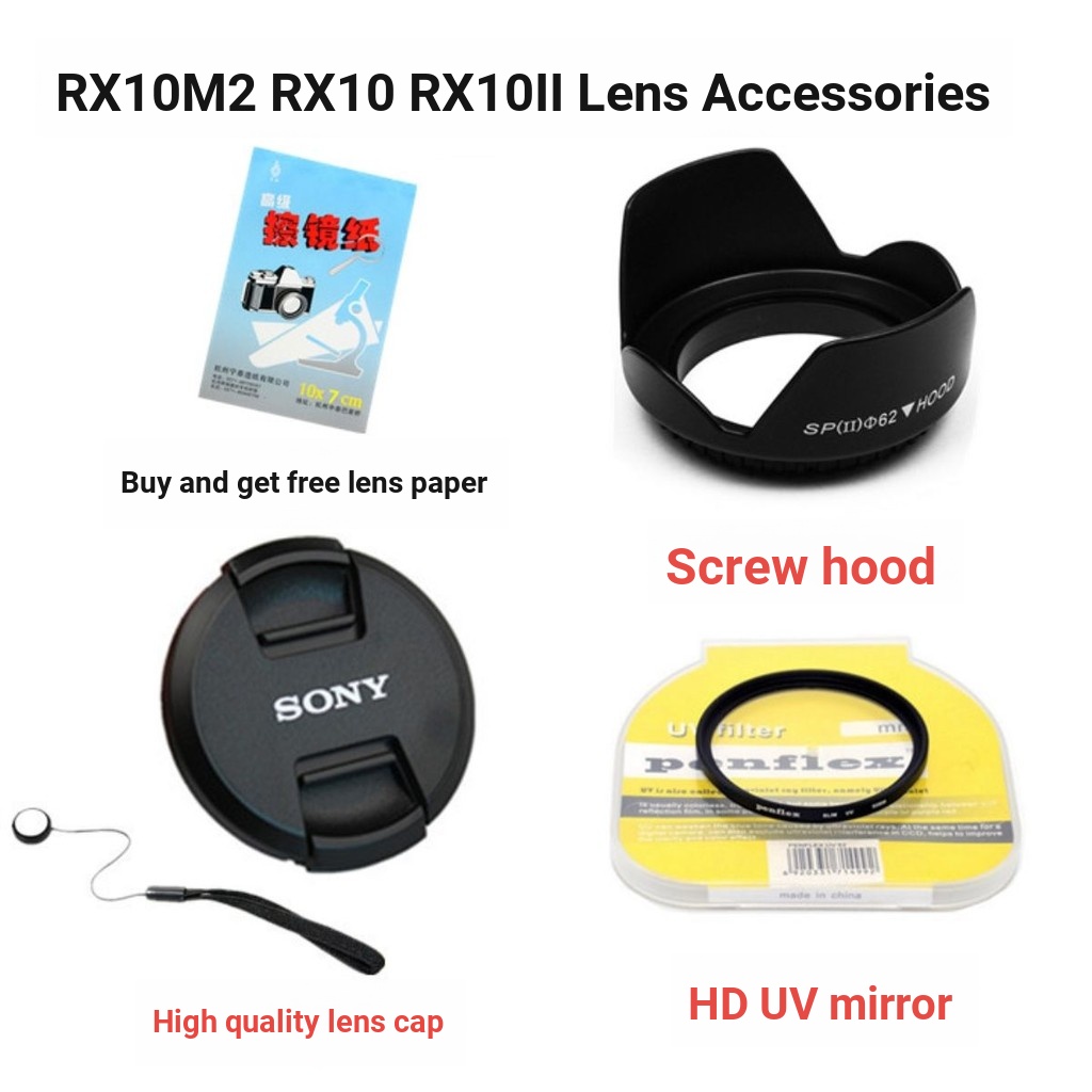 Sony DSC-RX10M2 RX10 RX10II Black Card Camera Hood + Lens Cover + UV ...