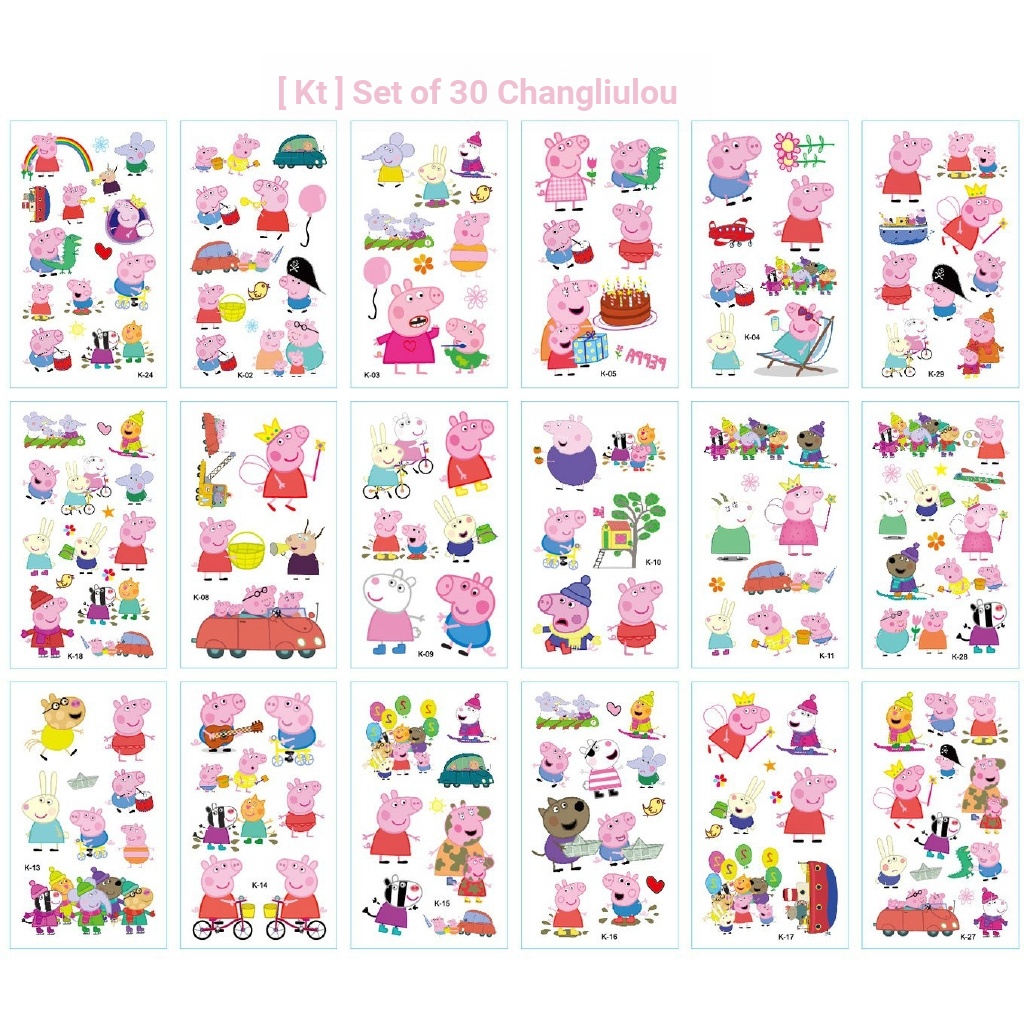 [KT] Little Pig Girl Pepe Pig Tattoo Sticker Fresh Cute Cartoon Tattoo ...