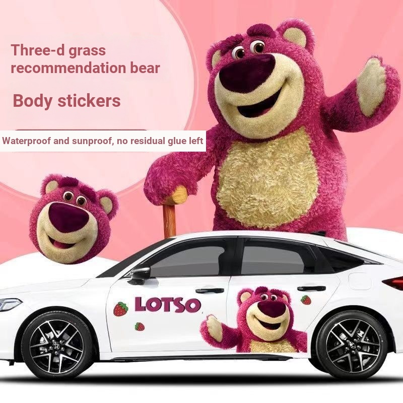 Body Stickers Strawberry Bear Car Stickers Cute Cartoon Modified Car ...