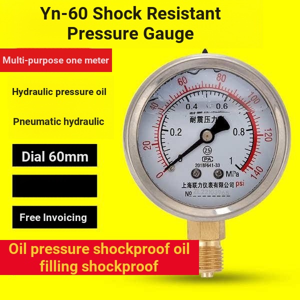 Shock Resistant Pressure Gauge YN-60 Immersion Type Shock Resistant Shock Resistant 1.6mpa Water ...