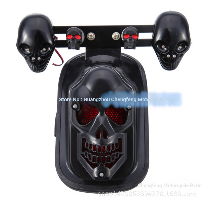 Motorcycle Accessories Electroplating Skull Brake Turn Integrated Tail ...