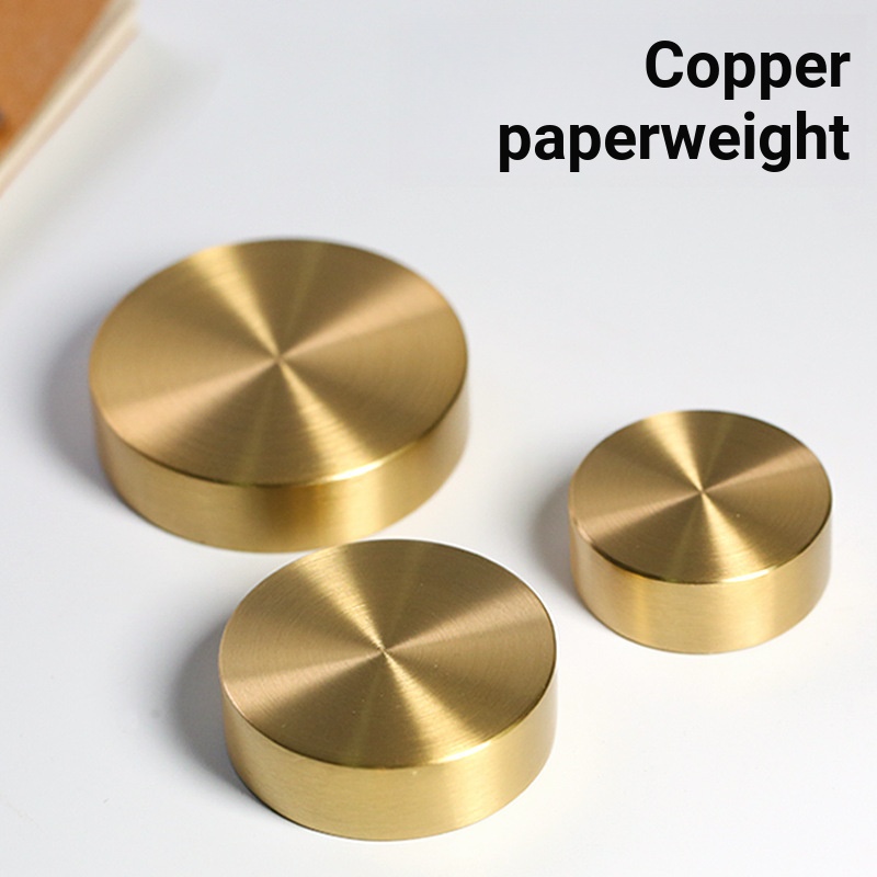 Solid Brass Creative Round Weight Ruler Paperweight Pure Copper Study ...