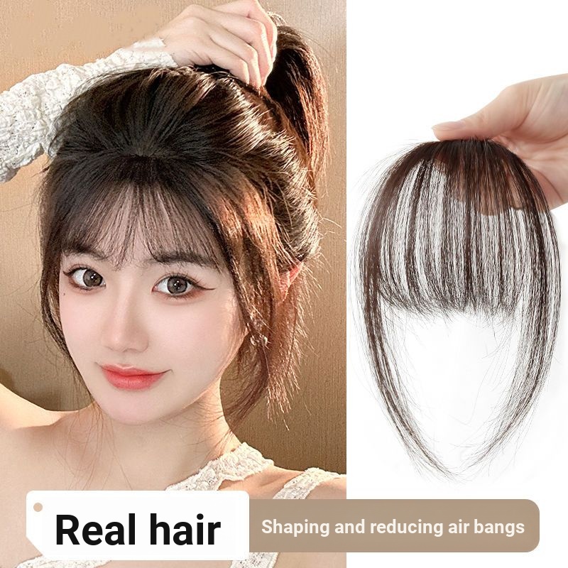 Real Hair Air Bangs Wig Female Lightweight Natural Forehead Fake Bangs ...