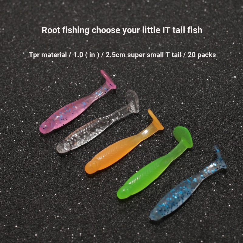 Yupo Lure Soft Bait T-Tail Mini Micro Root Fishing Soft Bait 2.5cm ...