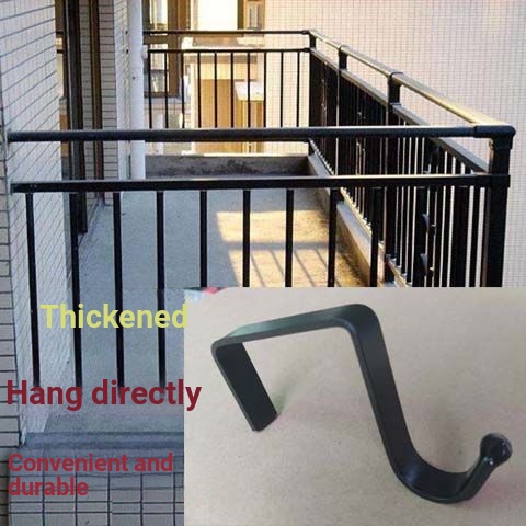 Black Space Aluminum Balcony Guardrail Hook Indoor Outdoor Fence Hook ...