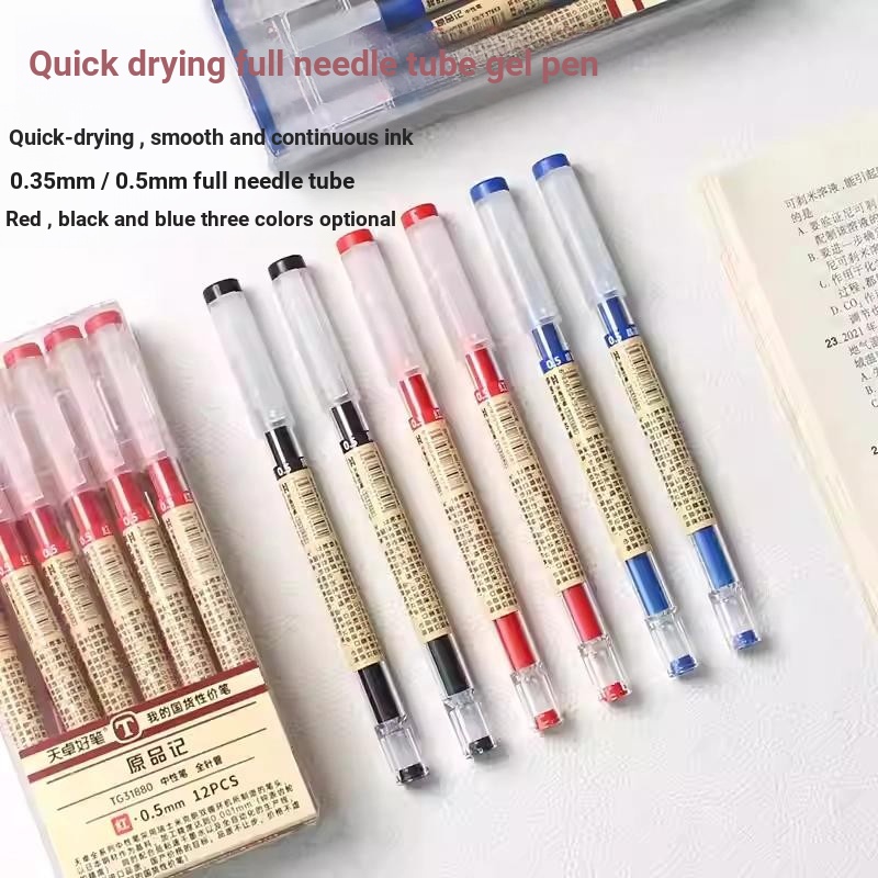 Gel Pen Quick-Drying 0.35mm Full Needle Tube Teacher Red Pen 0.5mm Exam ...