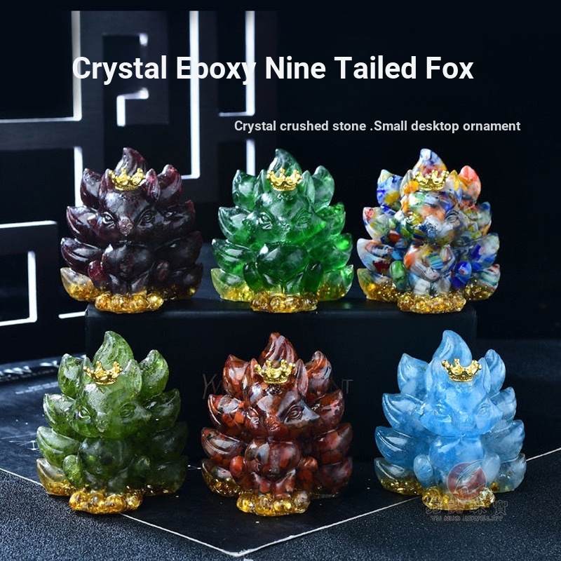 Nine-tailed Fox Ornaments Crystal Crushed Stone Fox Fairy Ornaments ...