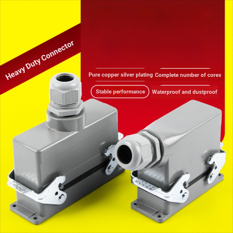 Rectangular Heavy Load Connector HE-6 Aviation 10 Pins 16 Holes 24 Heat ...