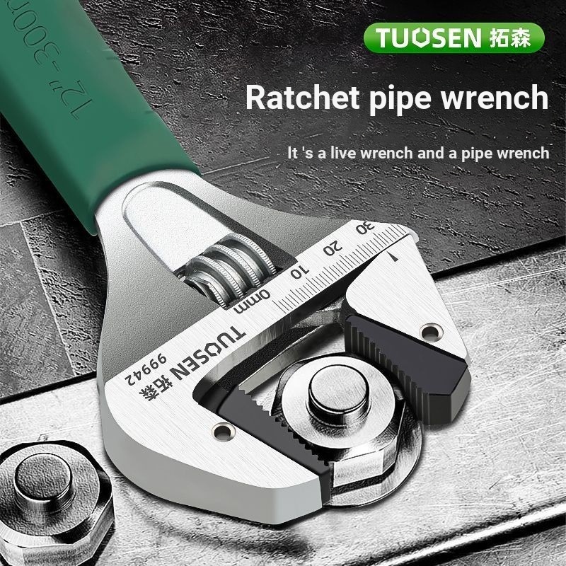 Tuosen Ratchet Adjustable Wrench Large Opening Self-Tightening Quick ...