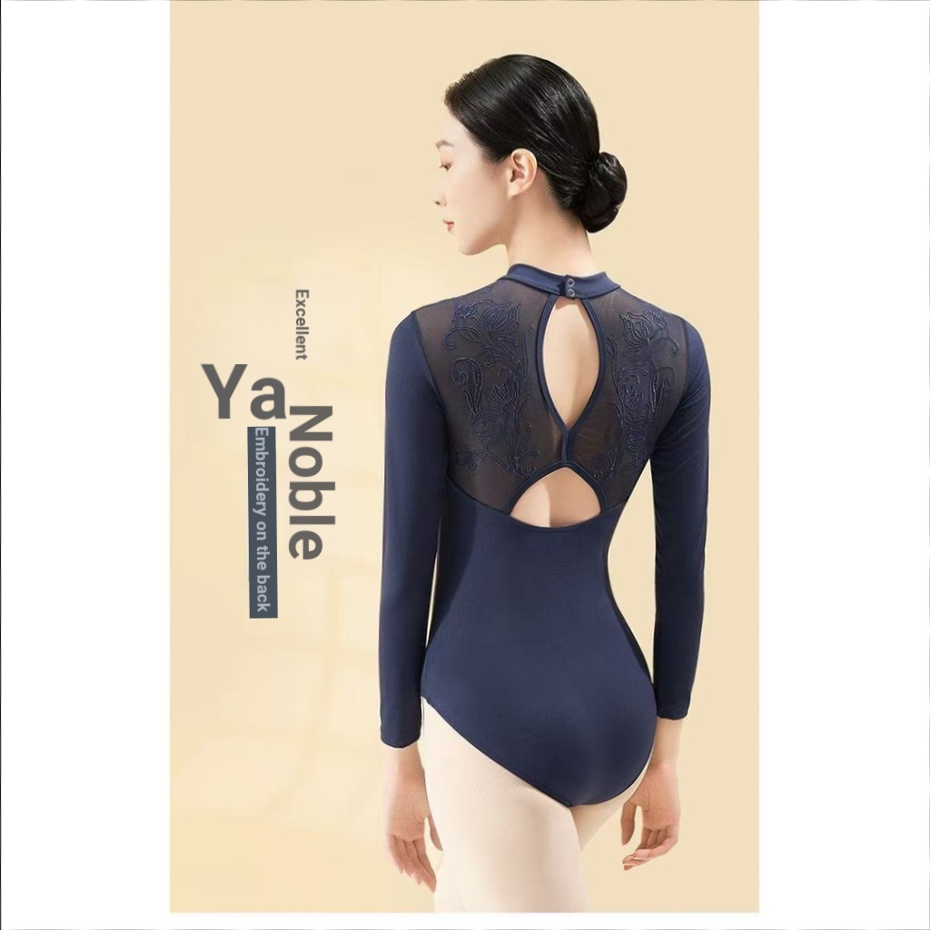 Adult Ballet Suit Female Practice Suit One-Piece Velvet Printed Long-Sleeved Bodysuit Bodysuit ...