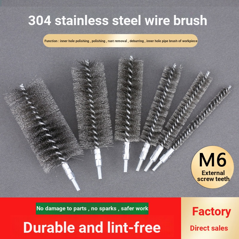 Extended Stainless Steel Wire Brush Industrial Pipe Brush m6 Screw ...