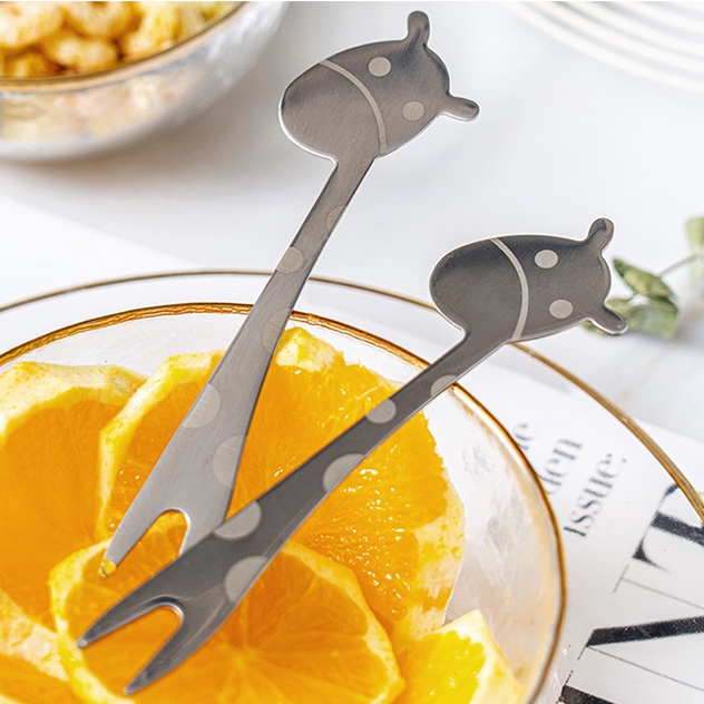 Stainless Steel Food Pick Forks Cartoon Giraffe Design Fruit Snack ...
