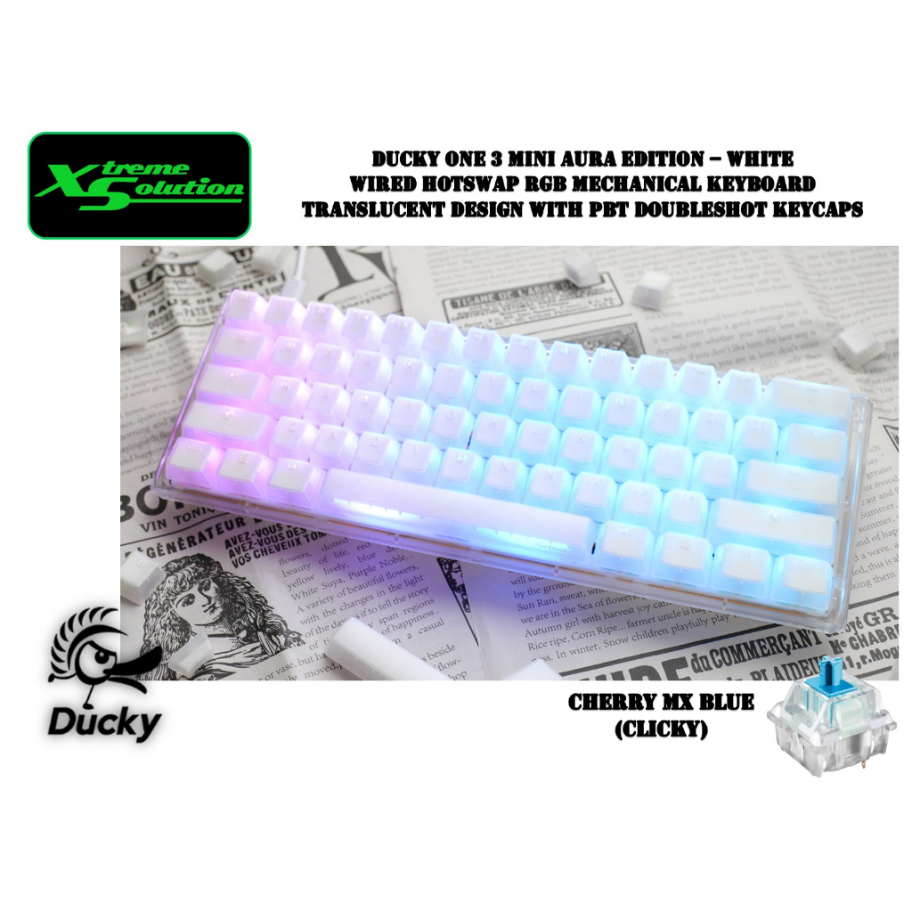 Ducky One 3 Mini Aura Edition - White - Wired Hotswap RGB Mechanical ...