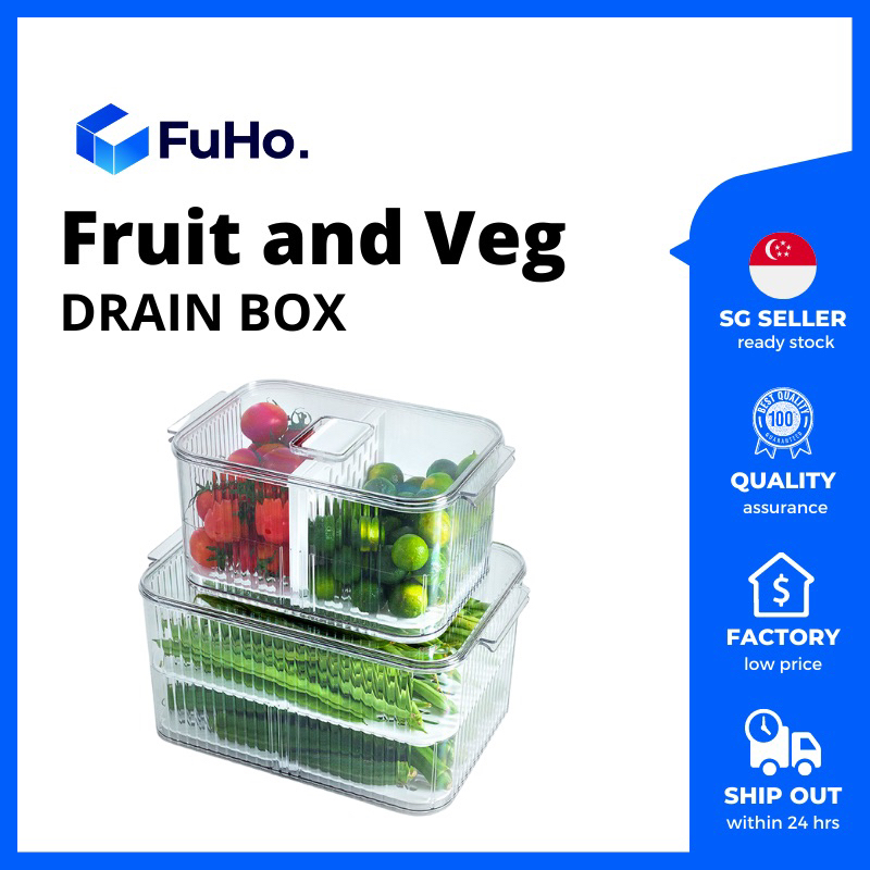FuHo Fruit and Vegetable Drain Box | Drainage Box | Fridge Organiser ...
