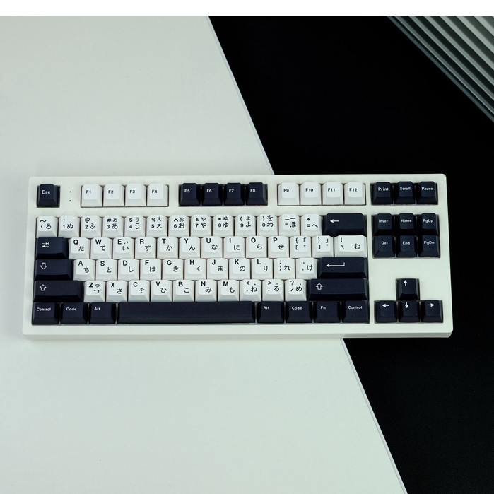 GMK Black White Japanese Keycap, 129 Keys PBT Keycaps Cherry Profile ...