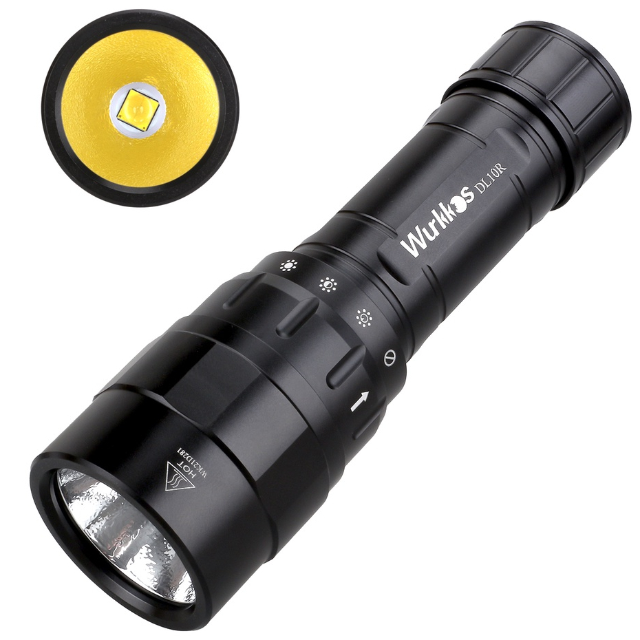 Wurkkos DL10R Scuba Diving Torch XHP70.2 LED Flashlights 4500lm 21700 ...