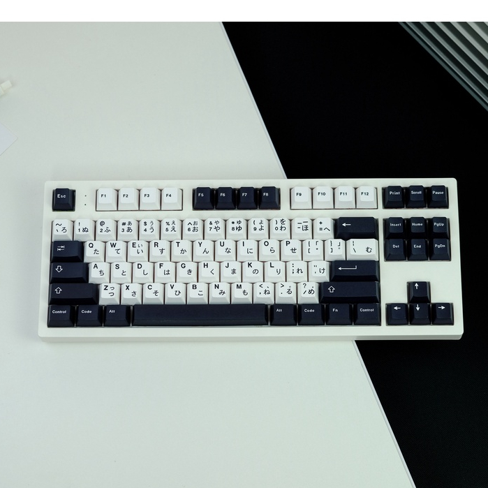 GMK Black White Japanese Keycap, 129 Keys PBT Keycaps Cherry Profile ...