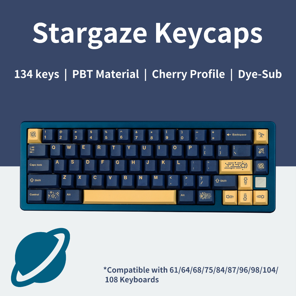 Stargaze Keycaps | 134 Keys | Cherry Profile | PBT Dye-Sub | Royal ...
